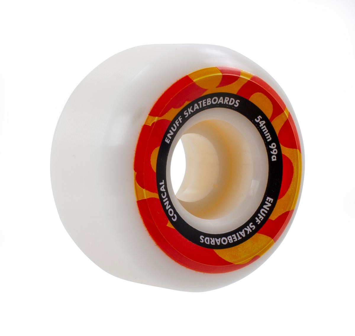 Enuff Conical Skateboard Wheels White Orange 54mm - ATBShop.co.uk